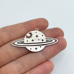 2pcs Stainless Steel Saturn Charm, Saturn Pendant, Planet Charm, Sun ...