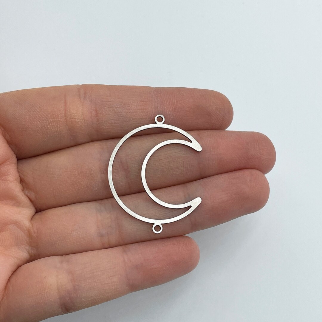 6pcs Stainless Steel Crescent Moon Charms, Steel Hollow Moon Connector, Steel Earring Charms, Uv ...