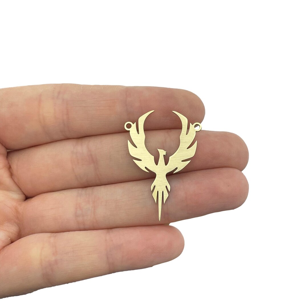Raw Brass Phoenix Charm, Phoenix Pendant, Brass Charms for Jewelry ...