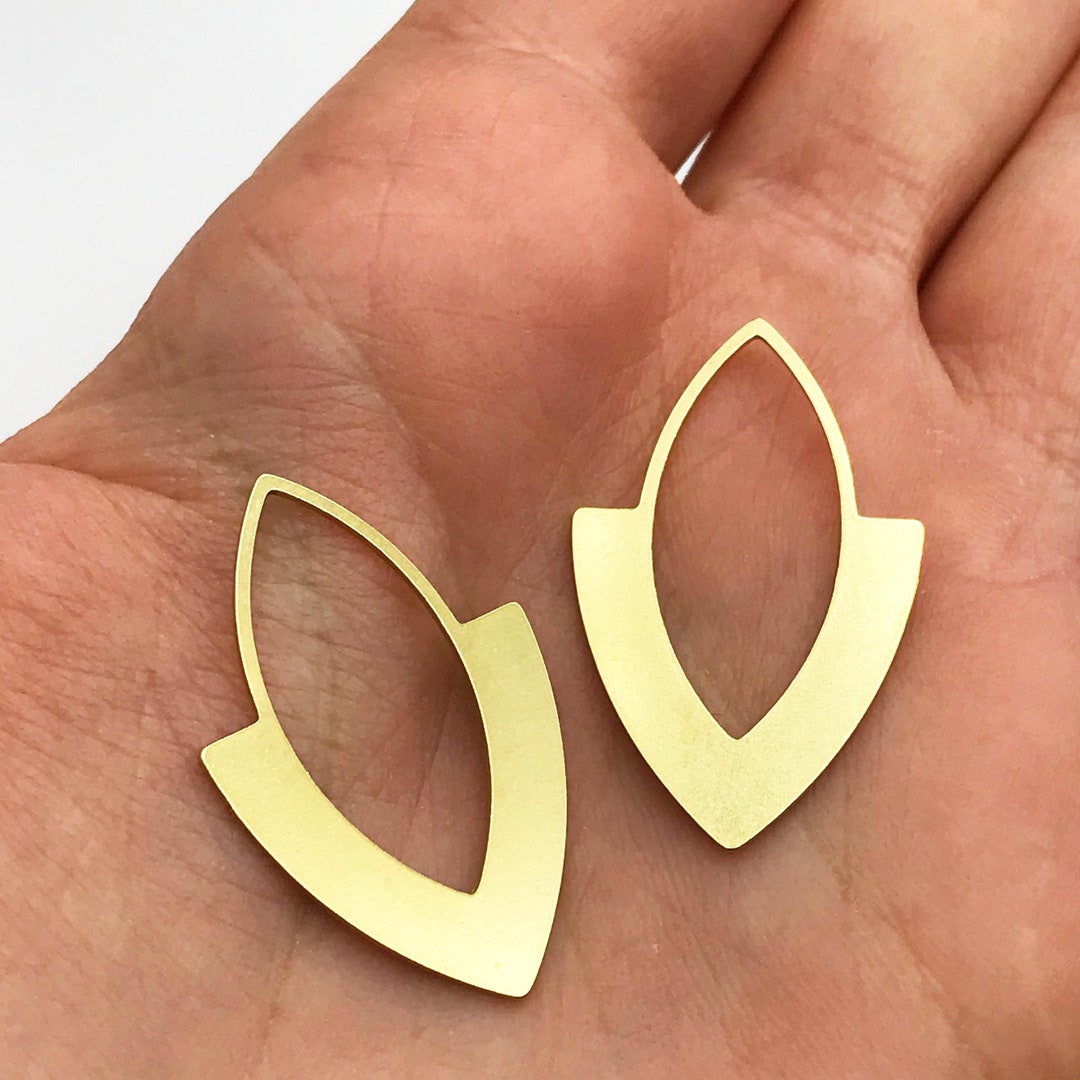6pcs Raw Brass Geometric Earring Connector, Almond Shaped Earring ...