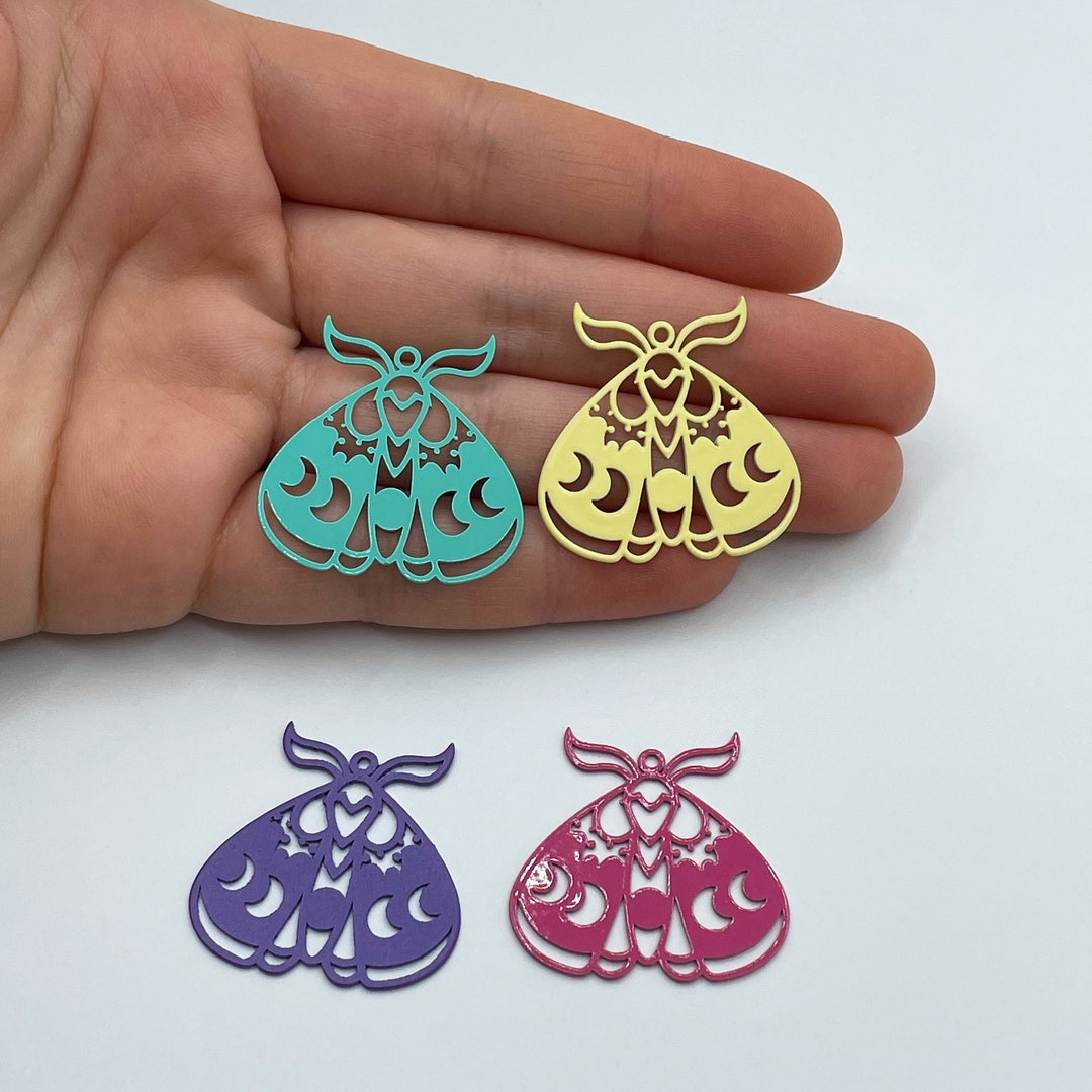 2pcs Moth Charm, Moon Phases on Moth Charm, Moth Pendant, Mystical ...