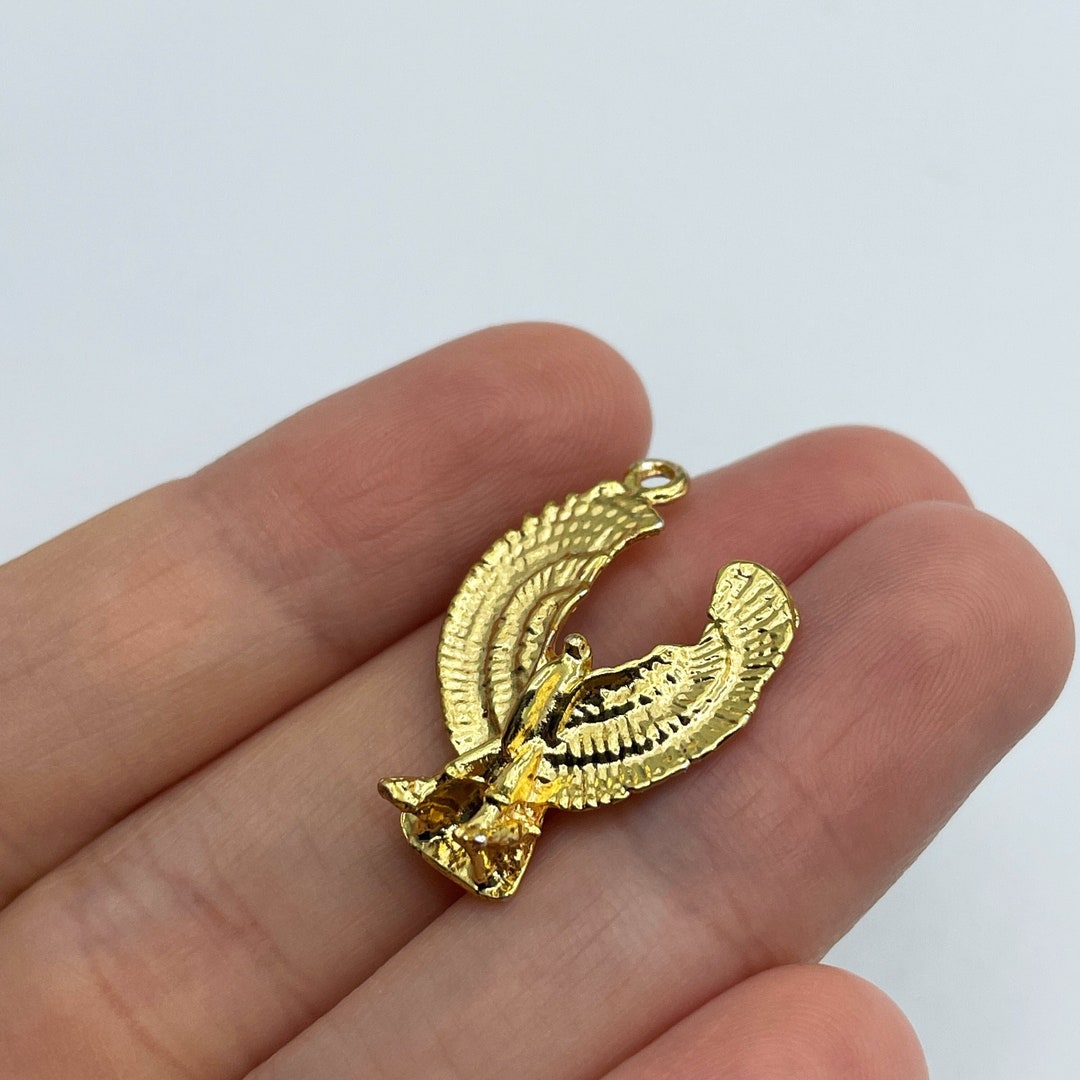 Gold Plated Isis Charm, Gold Tone Winged Egyptian Goddess Isis Necklace ...