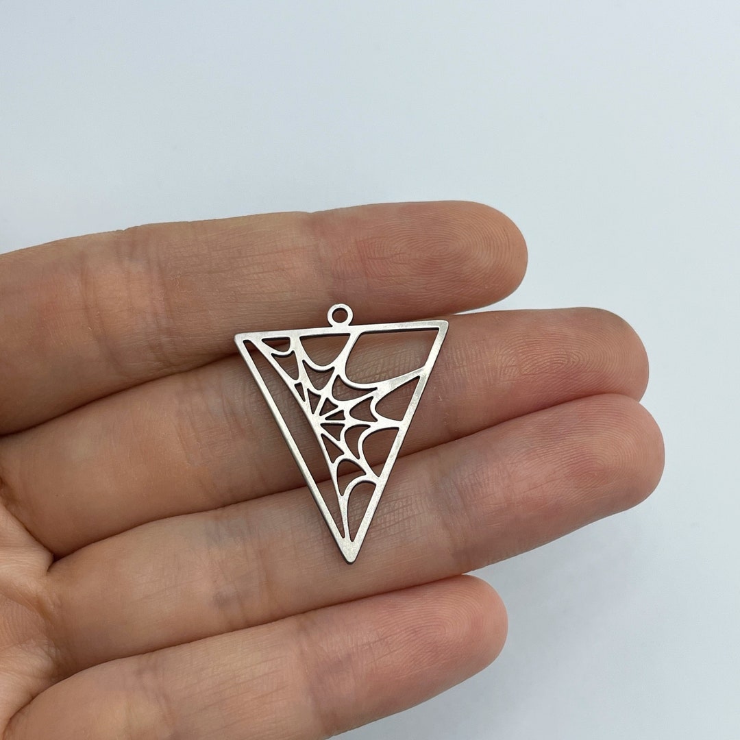 2pcs Stainless Steel Spider Web Charm, Spider Web Pendant, Halloween ...