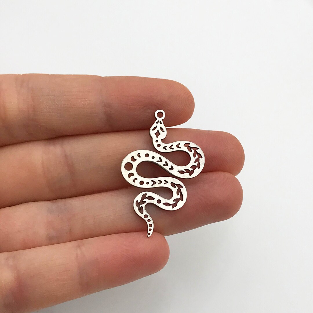 2pcs Stainless Steel Snake Charm, Snake Pendant, Snake Earring Charm ...