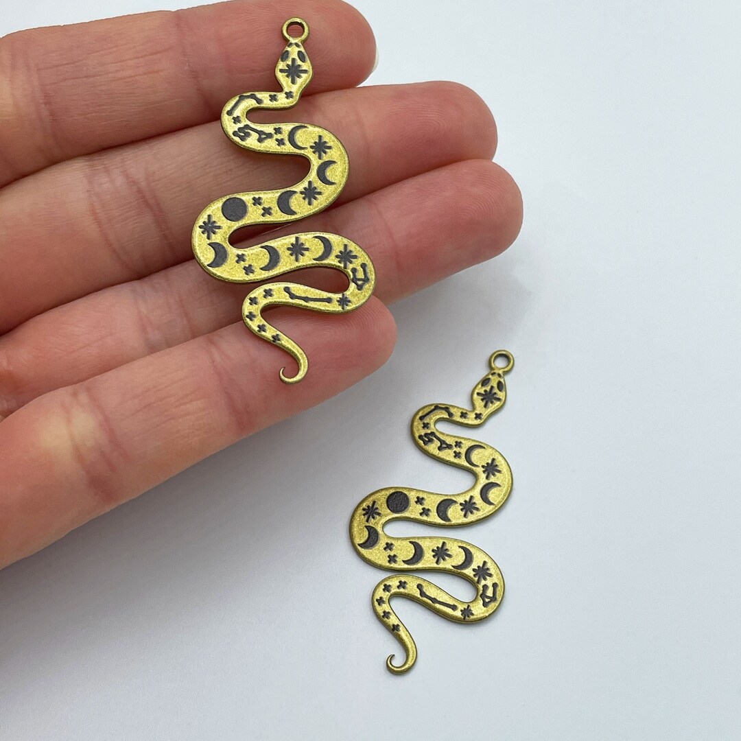 2pcs Snake Charm, Colored Stainless Steel Snake Charm Pendant, Moon ...