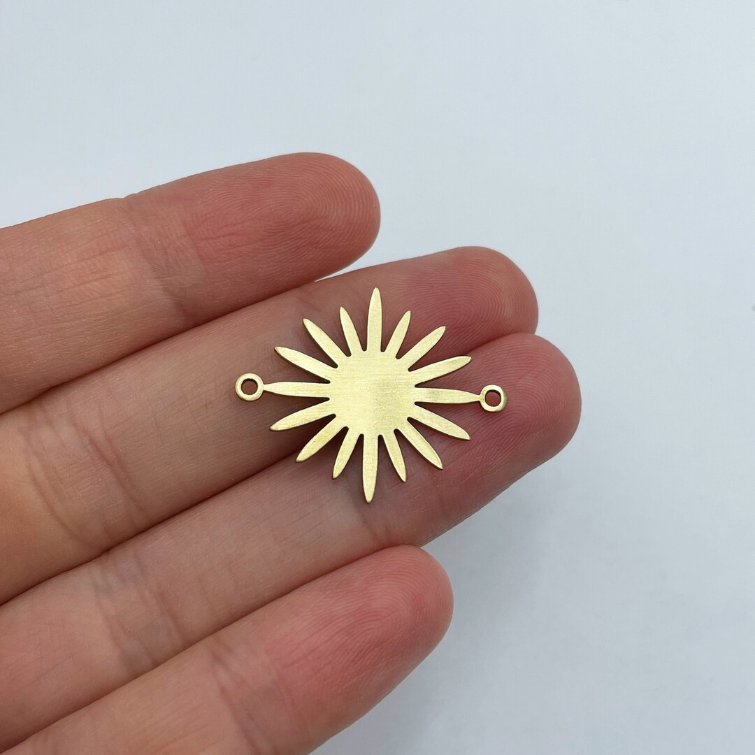 6pcs Raw Brass Sun Connector, Brass Sun Charm, Sun Pendant, 2 Holes ...