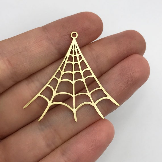 2pcs Raw Brass Spider Web Charm Spider Web Pendant Brass | Etsy