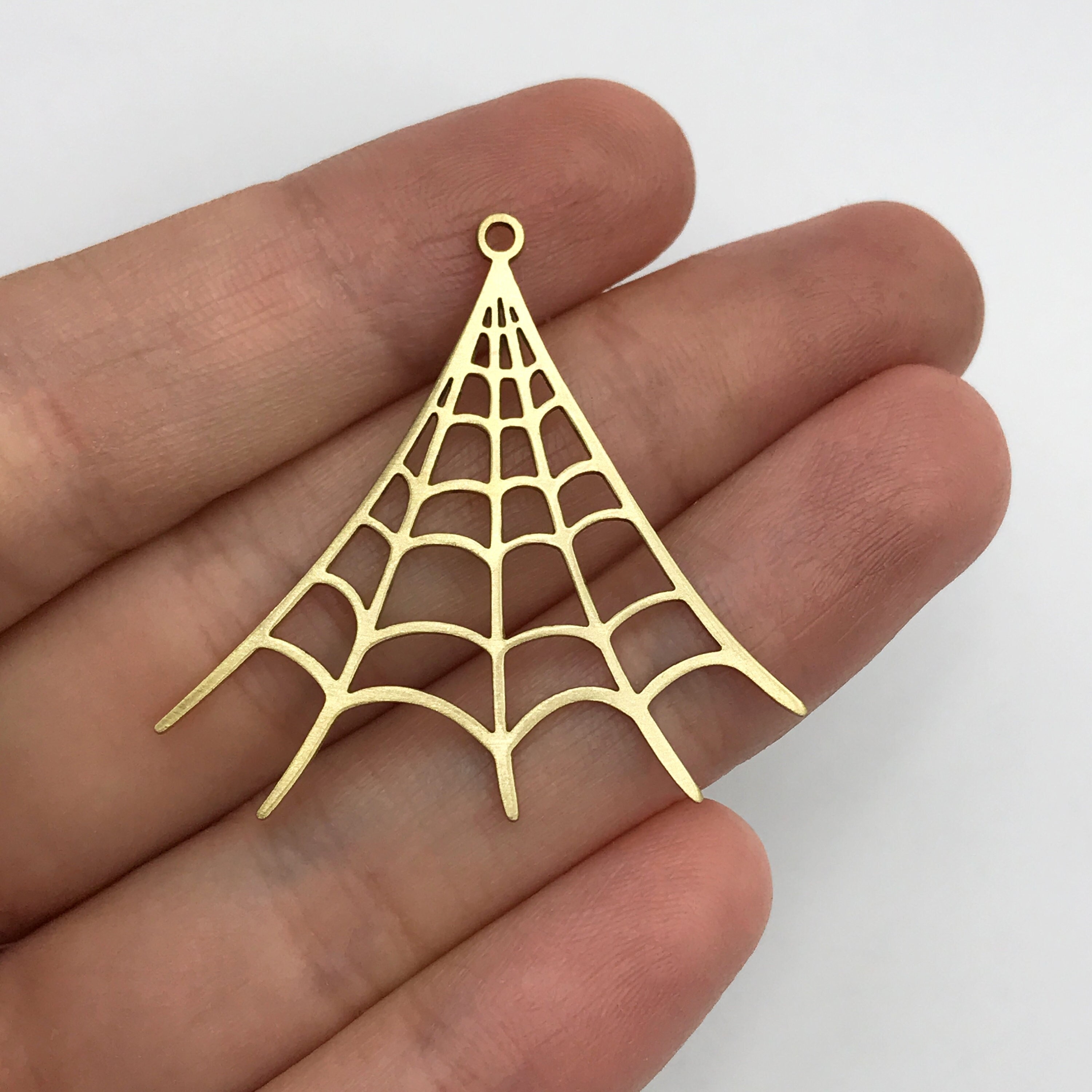 2pcs Raw Brass Spider Web Charm, Spider Web Pendant, Brass Findings ...