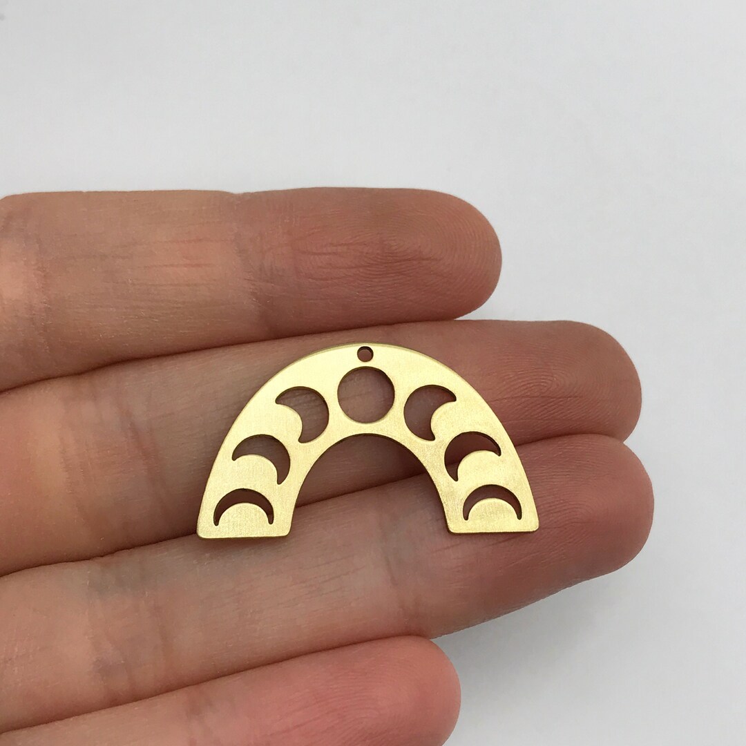 2pcs Raw Brass Half Moon Phases Charm Pendant, Moon Phases Semicircle ...