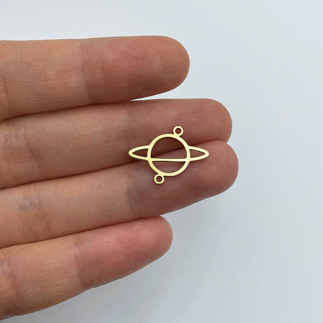 6pcs Raw Brass Saturn Charm, Planet Charm Pendant, Brass Connectors ...