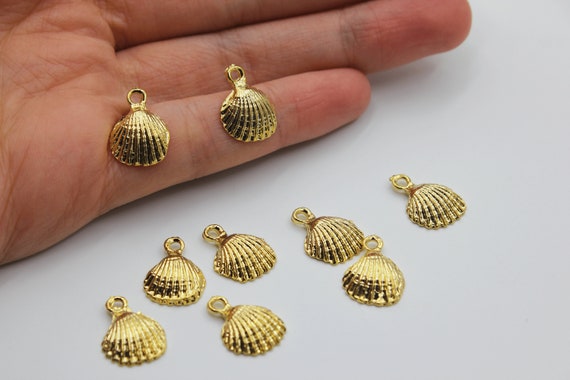 24K Shiny Gold Plated Sea Shell Charm Gold Oyster Shell | Etsy
