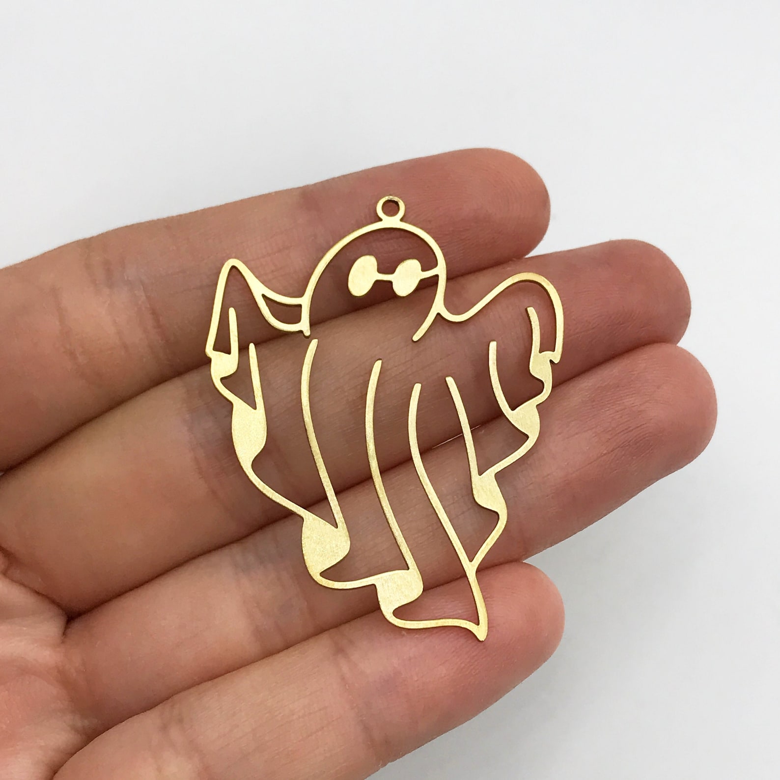 2pcs Raw Brass Ghost Charm, Ghost Pendant Halloween Charms, Spooky ...