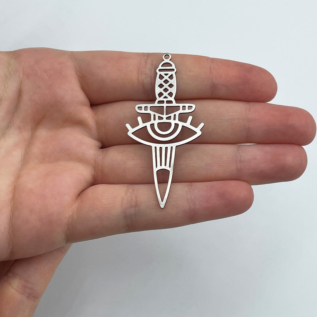 Stainless Steel Sword Charm, Evil Eye on Sword Charm, Surgical Steel ...