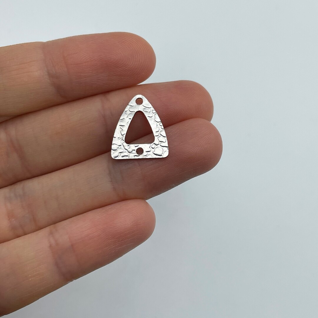 6pcs Hammered Stainless Steel Triangle Connector Charm Pendant ...