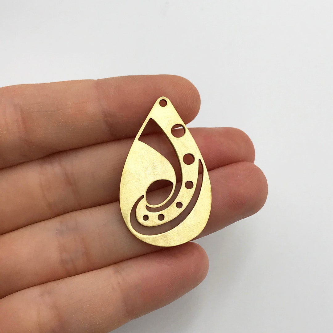 6pcs Raw Brass Drop Shaped Geometric Earring Charm, Drop Dangle Earring ...