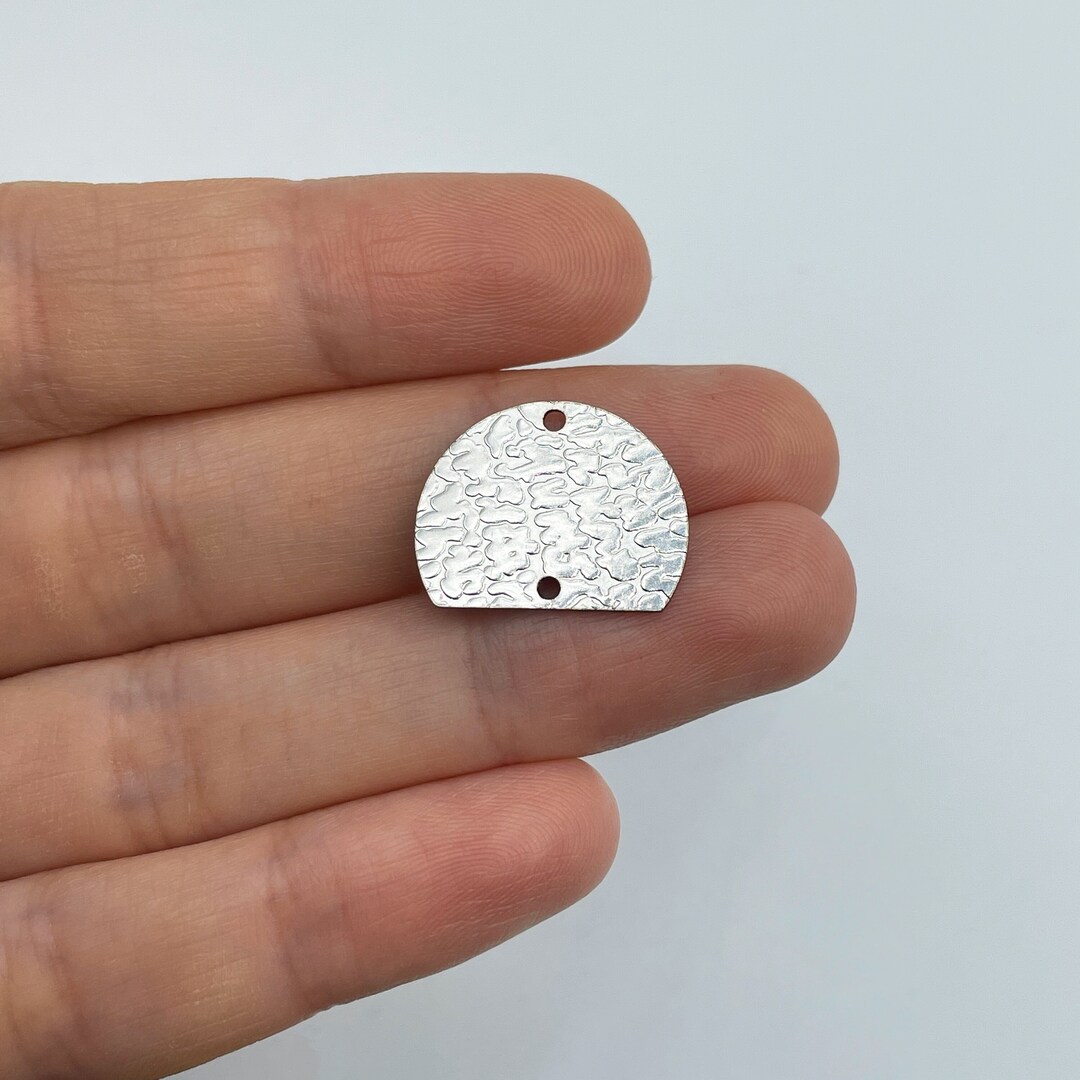 6pcs Hammered Stainless Steel Half Round Connector, D Connector, 2 Hole ...