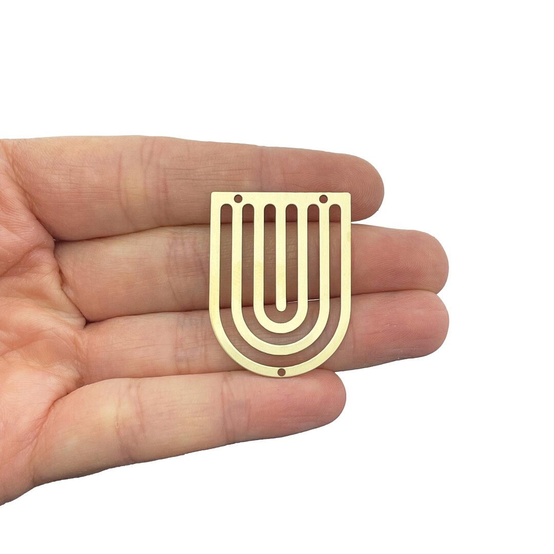 Laser Cut Brass Arch Connector 3 Holes, D Shape Connector Charm, Brass ...