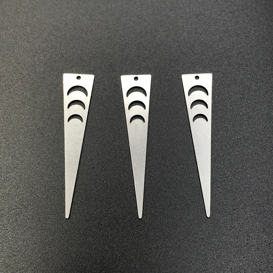 6pcs Stainless Steel Triangle Crescent Moon Spike Charm, Moon Connector Charm, Laser Cut ...