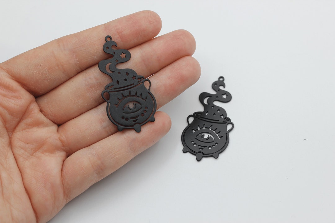 Black Plated Witch Cauldron Charm, Halloween Charms, Boiling Pot Witch ...