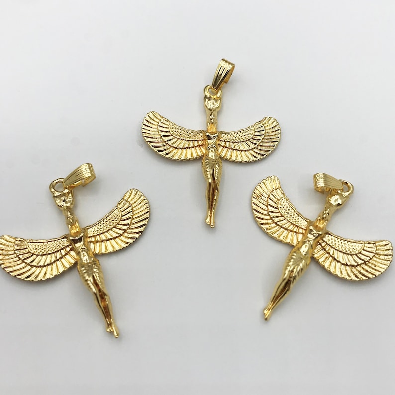 Gold Plated Winged Goddess Isis Necklace Pendant Ancient - Etsy