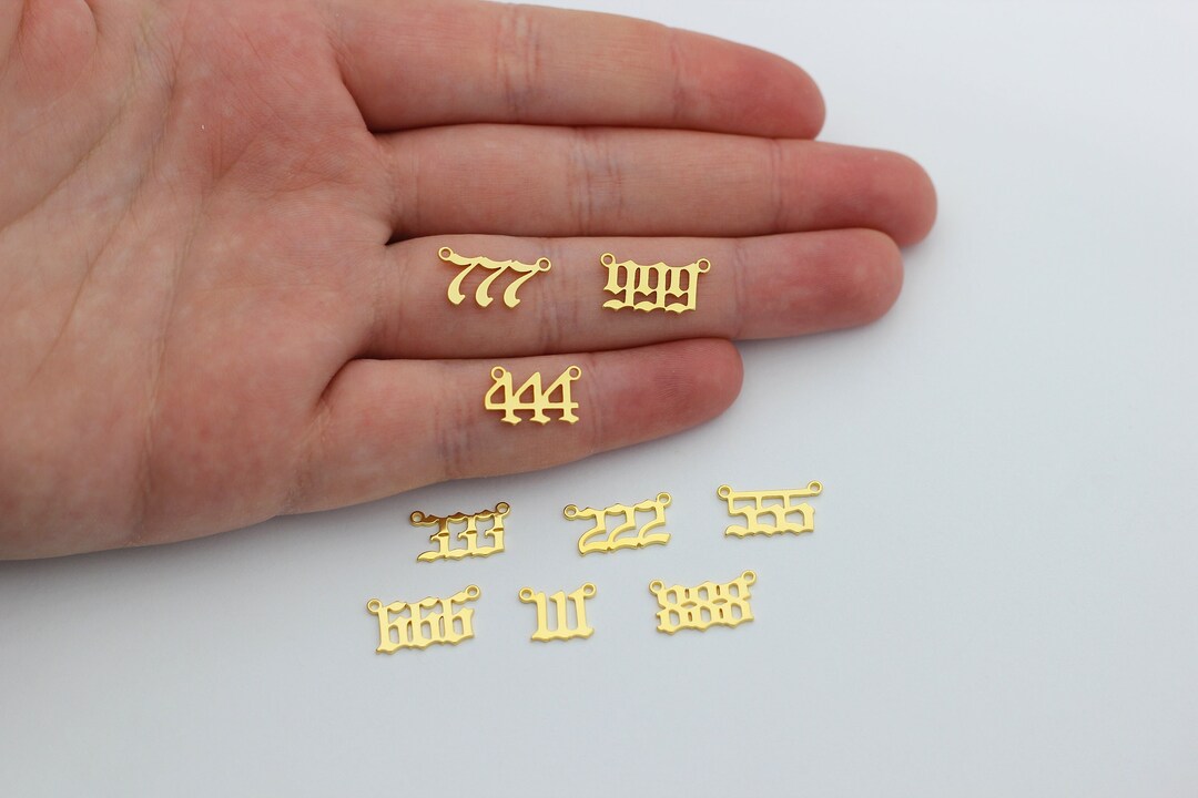 24k Gold Angel Number Charm, 777 Angel Number Charm Connector Lucky ...
