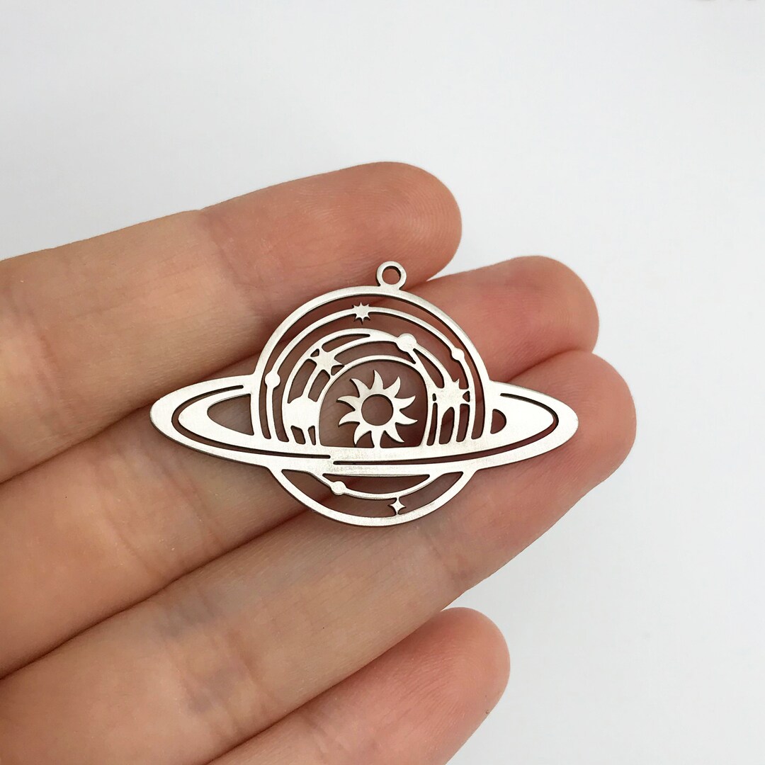 2pcs Stainless Steel Saturn Charm, Saturn Pendant, Planet Charm ...