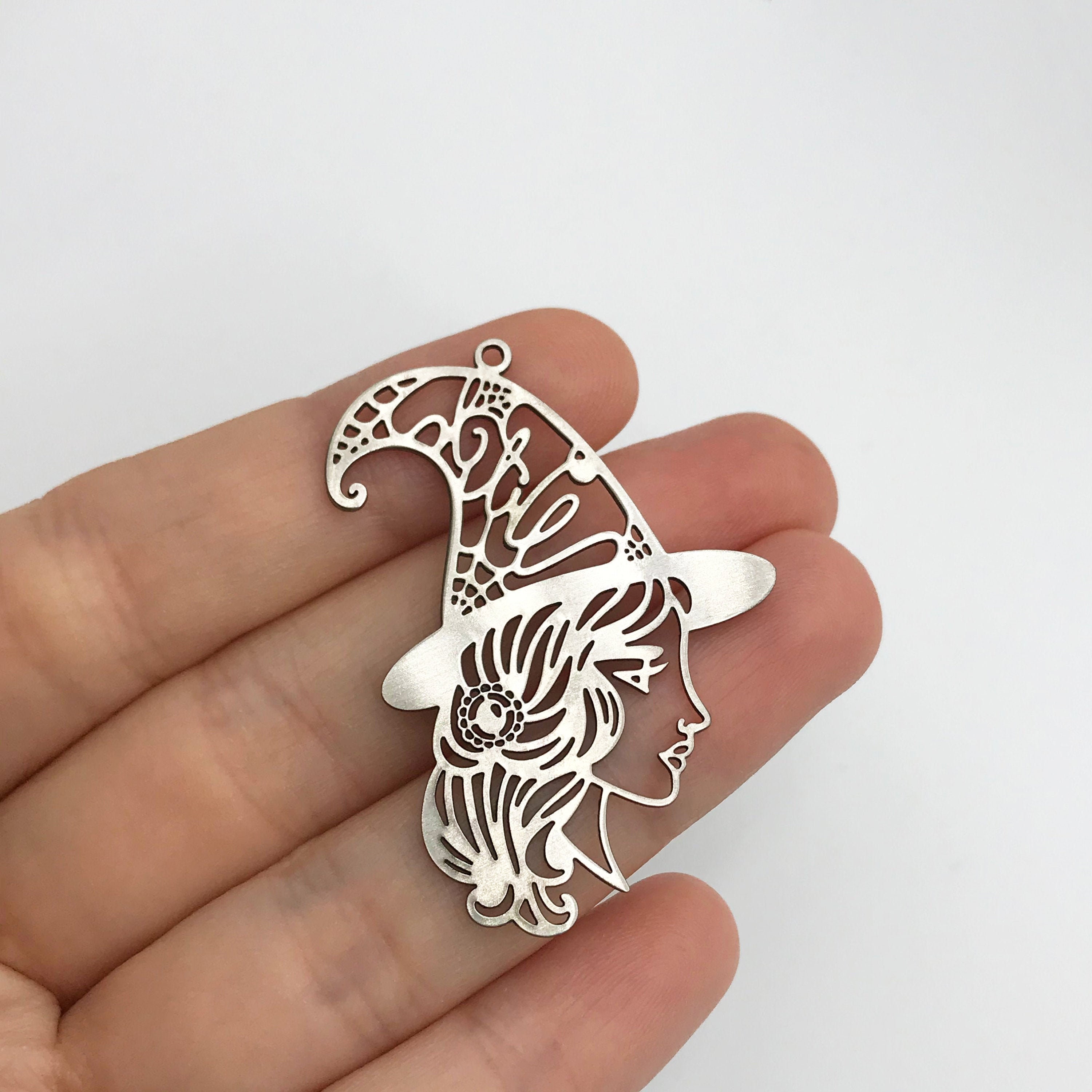 Stainless Steel Witch Charm Witch Pendant Witch Hat Charm - Etsy