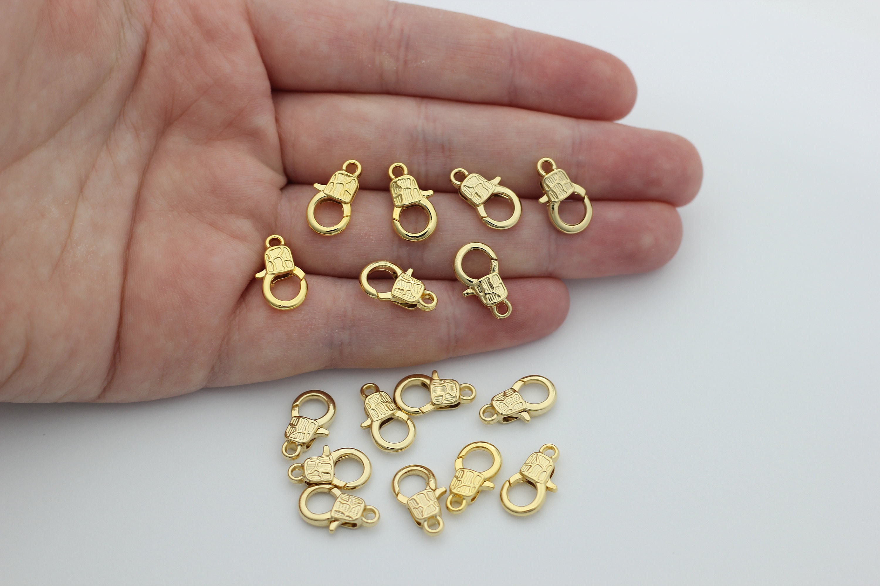 24K Shiny Gold Plated Lobster Clasps, Lobster Claw Clasp, Necklace ...