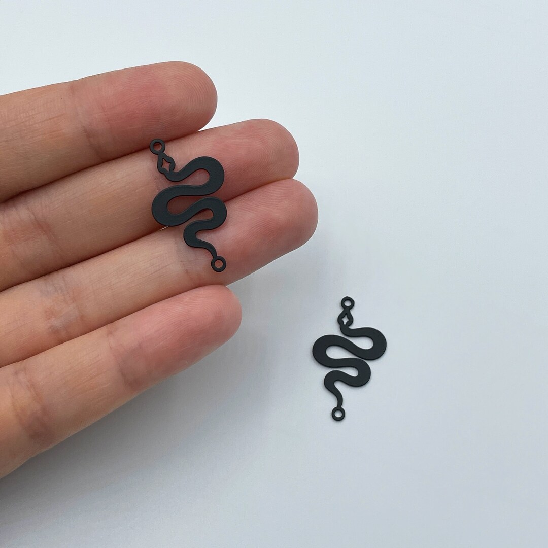 Black Plated Snake Charm, Stainless Steel Charms, Snake Pendant ...