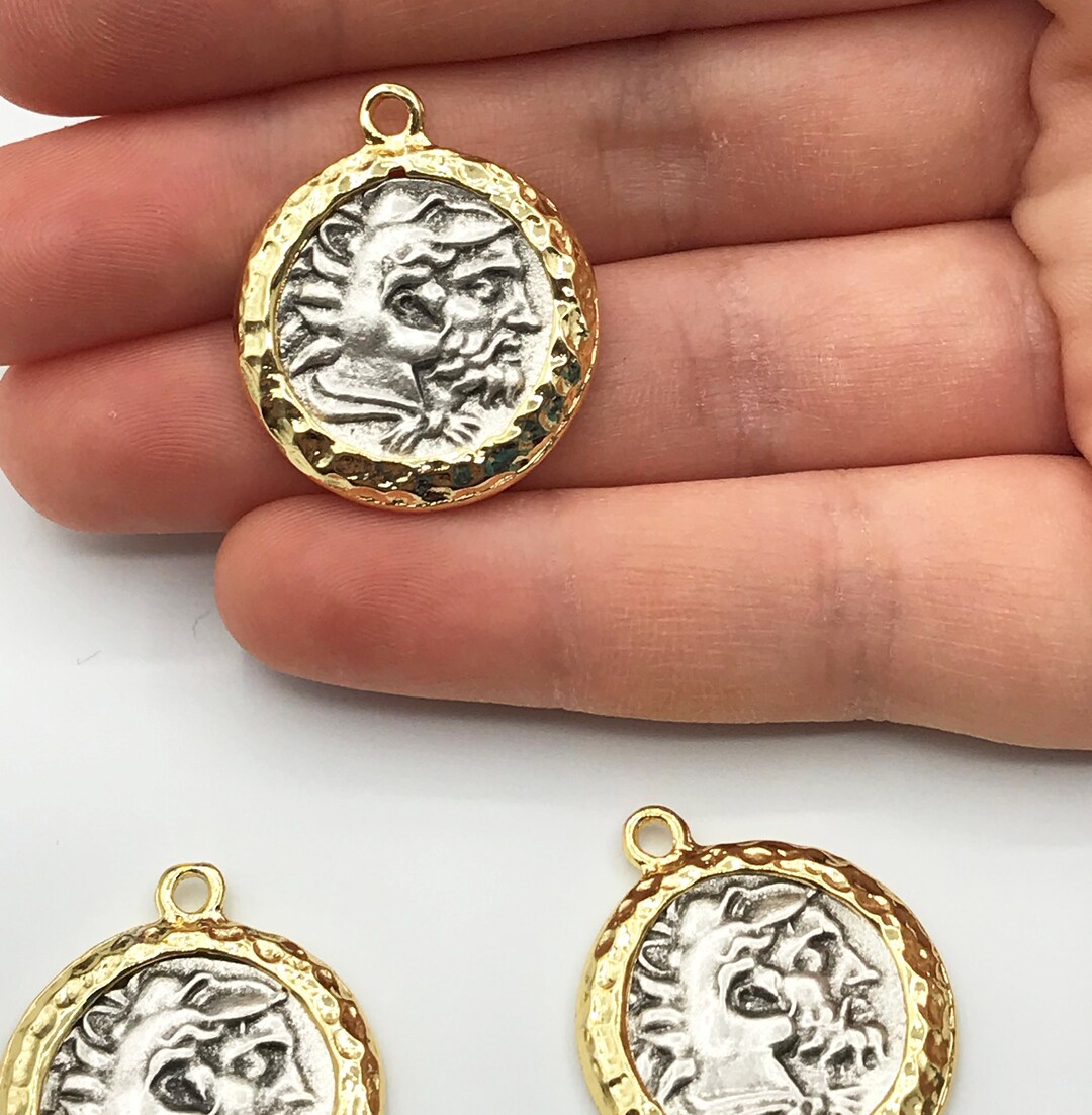 Gold and Silver Plated Roman Emperor Julius Caesar Coin Necklace ...
