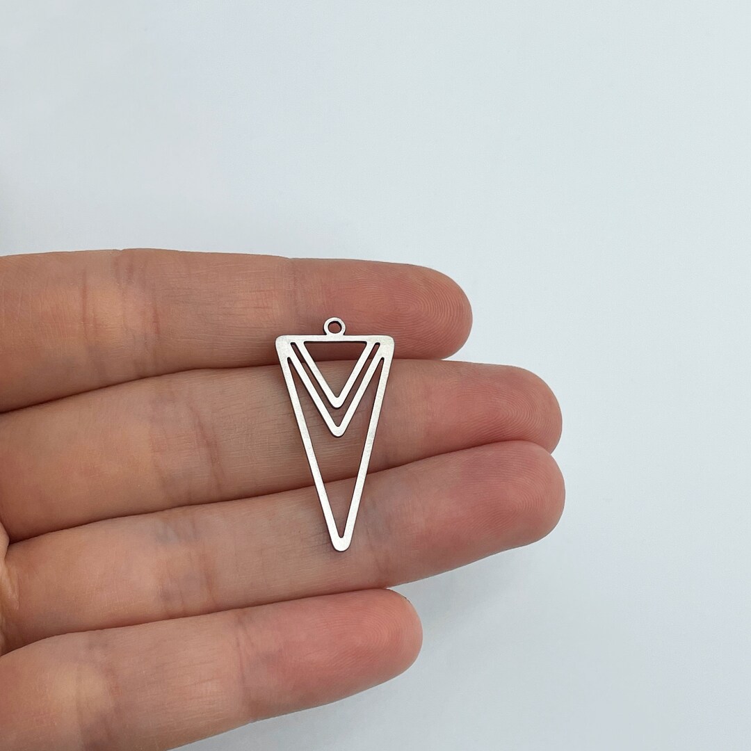 6pcs Stainless Steel Triangle Connector, Geometric Earring Charm, Laser ...