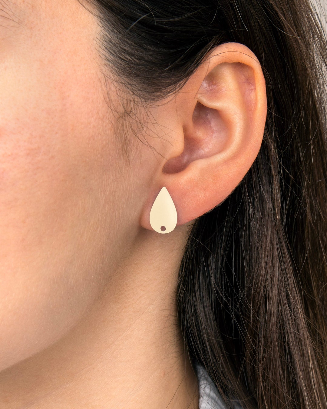 6pcs Raw Brass Teardrop Earrings, Brass Drop Earring Post, Drop Stud ...