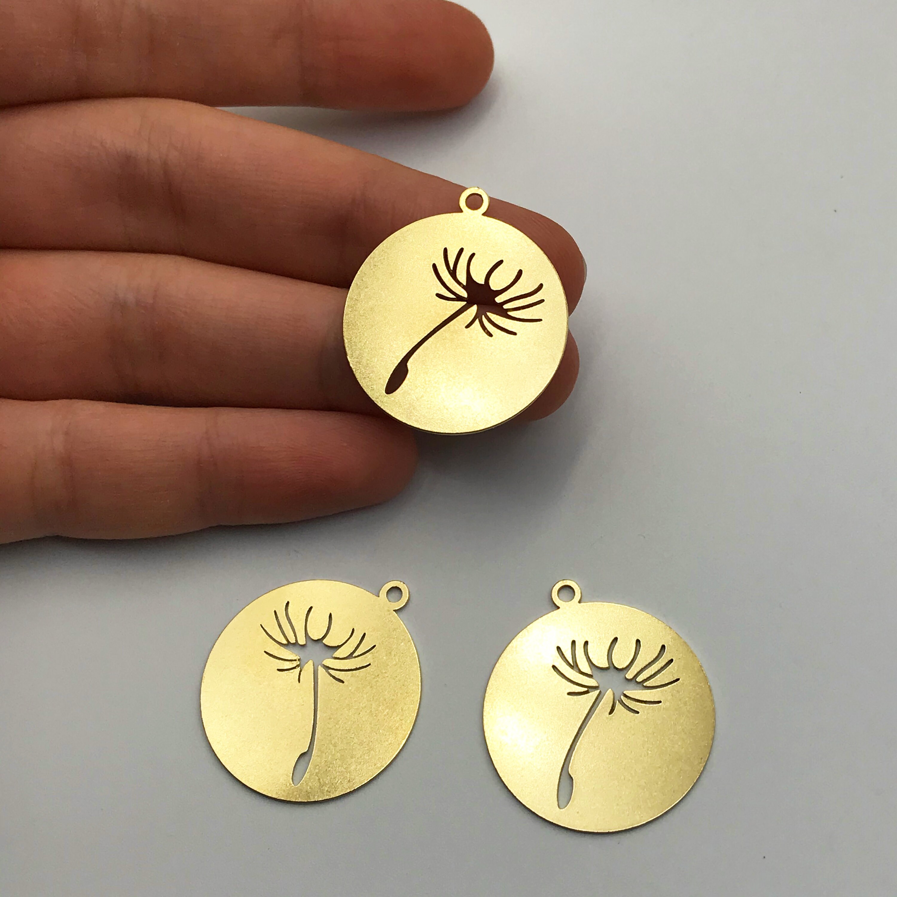 6pcs Raw Brass Dandelion Charm, Dandelion Necklace Earring Pendant ...