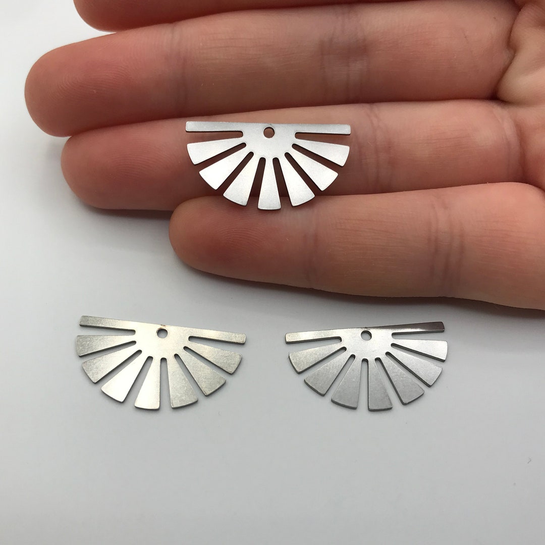 6pcs Stainless Steel Half Sun and Flower Connector Charm, Half Circle ...