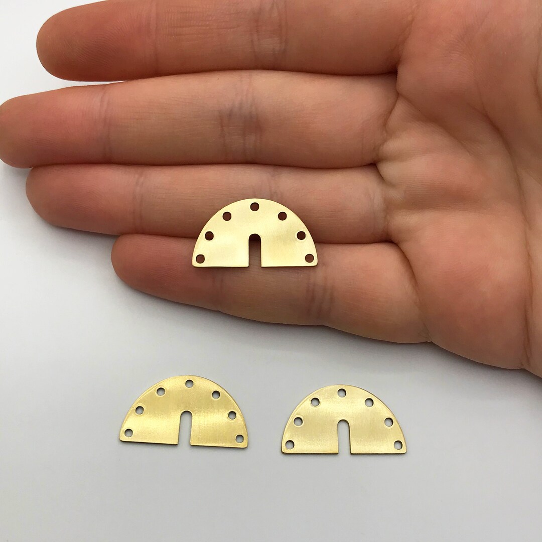 6pcs Raw Brass Half Round U Shape Connector, D Connector With 7 Holes ...