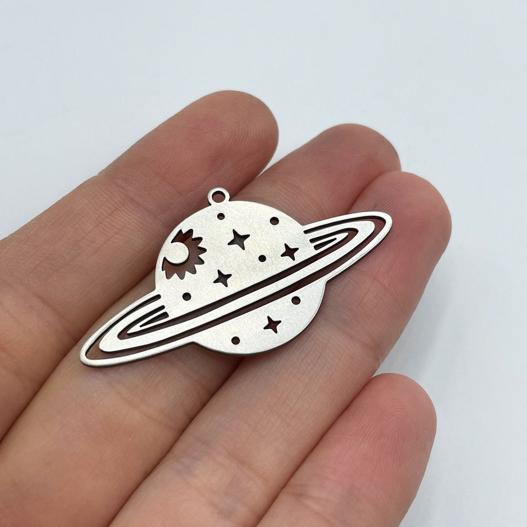 2pcs Stainless Steel Saturn Charm, Saturn Pendant, Planet Charm, Sun ...