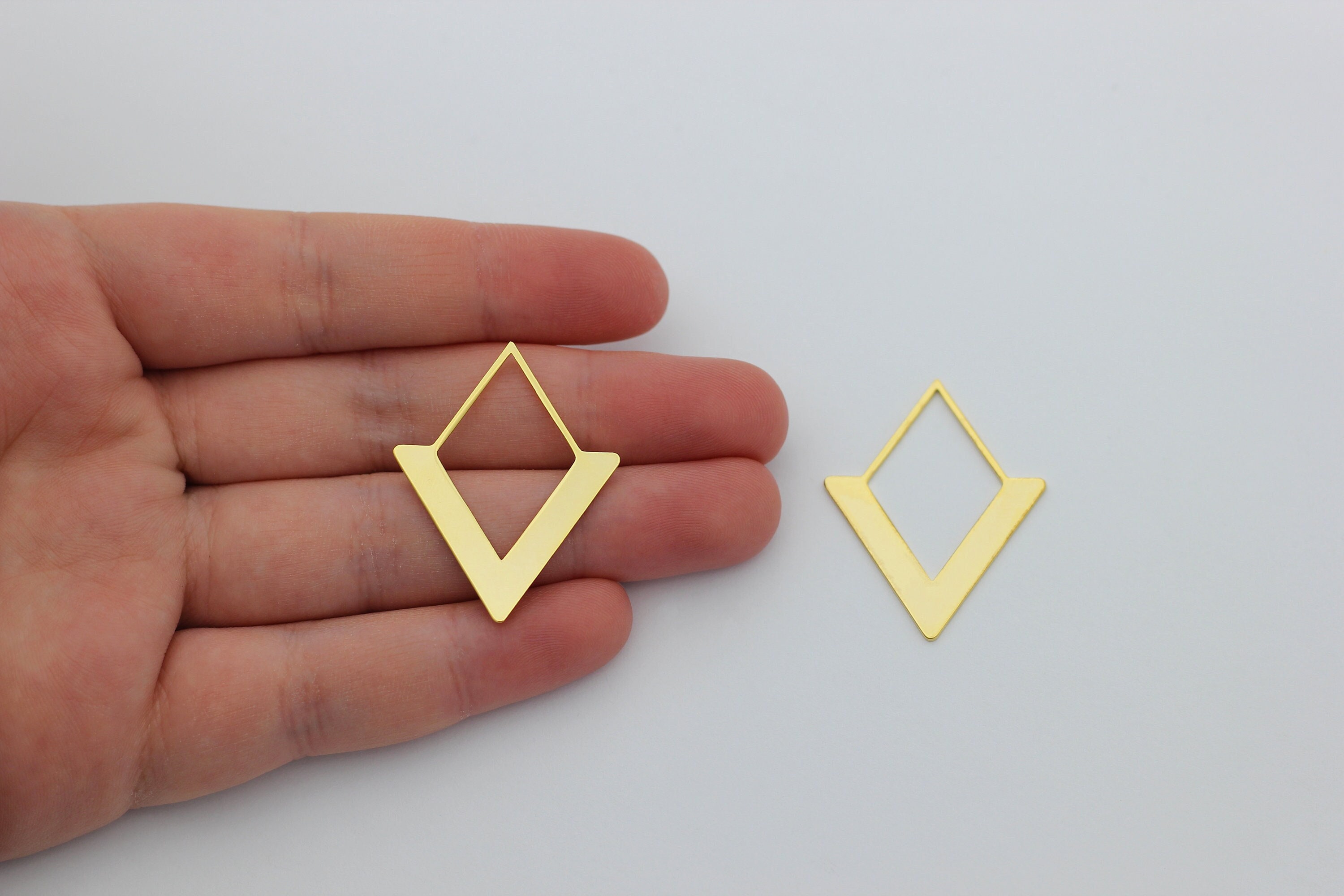 24k Gold Plated Rhombus Earring Connector, Diamond Shape Earring ...