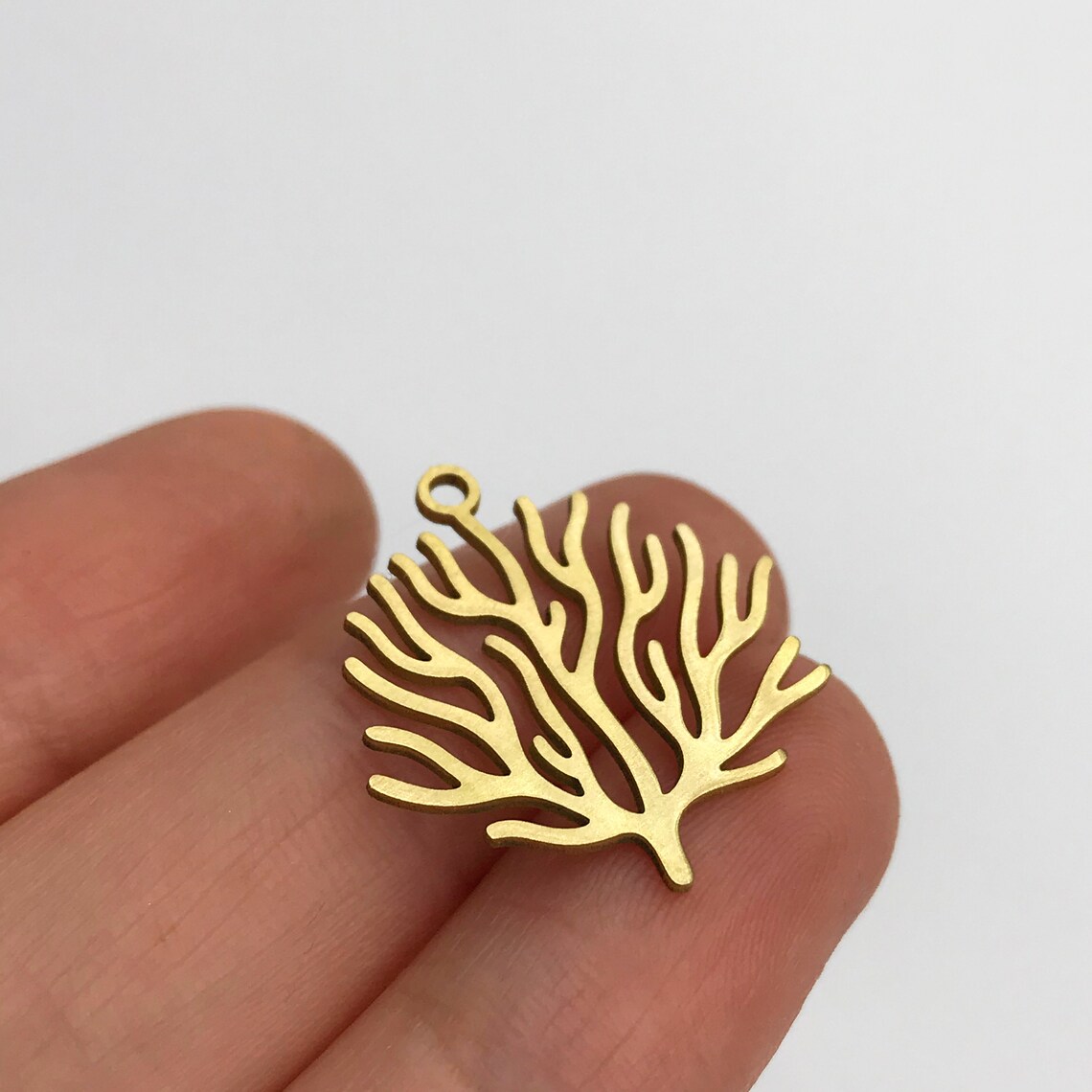 6pcs Raw Brass Coral Charm, Coral Reef Pendant, Sea Charms, Tree Leaf ...