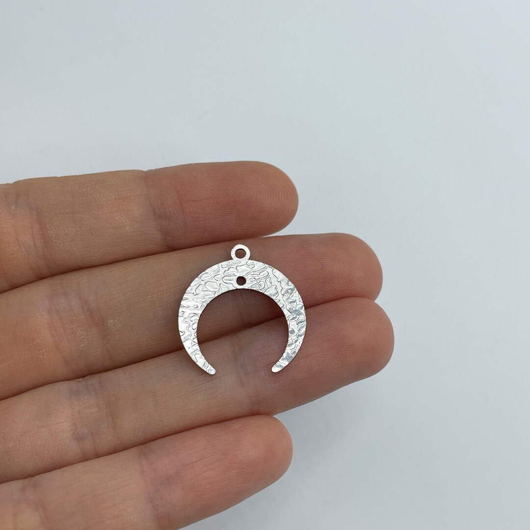 6pcs Hammered Stainless Steel Crescent Moon Connector Charm, 2 Hole Crescent Moon Geometric ...