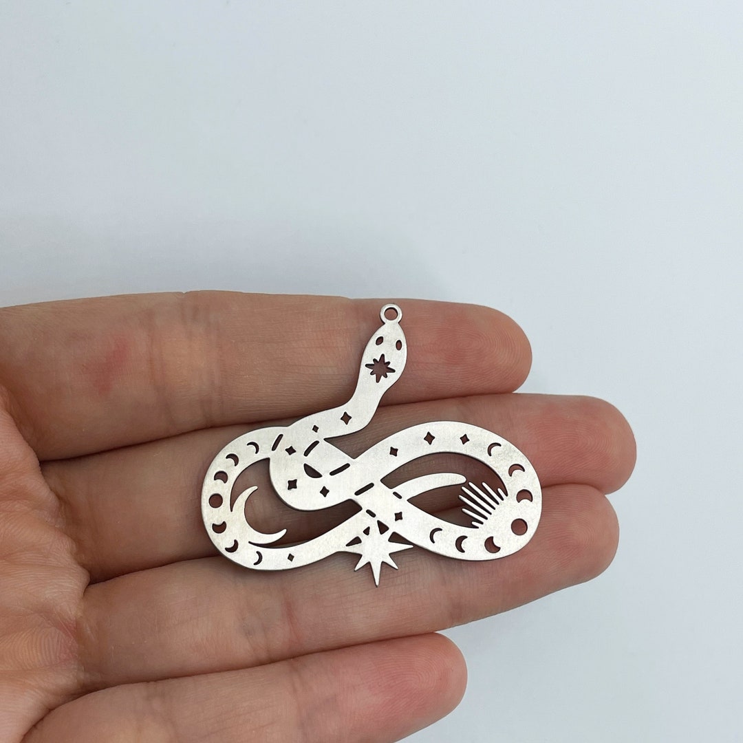 2pcs Stainless Steel Snake Charm, Snake Pendant, Celestial Snake ...