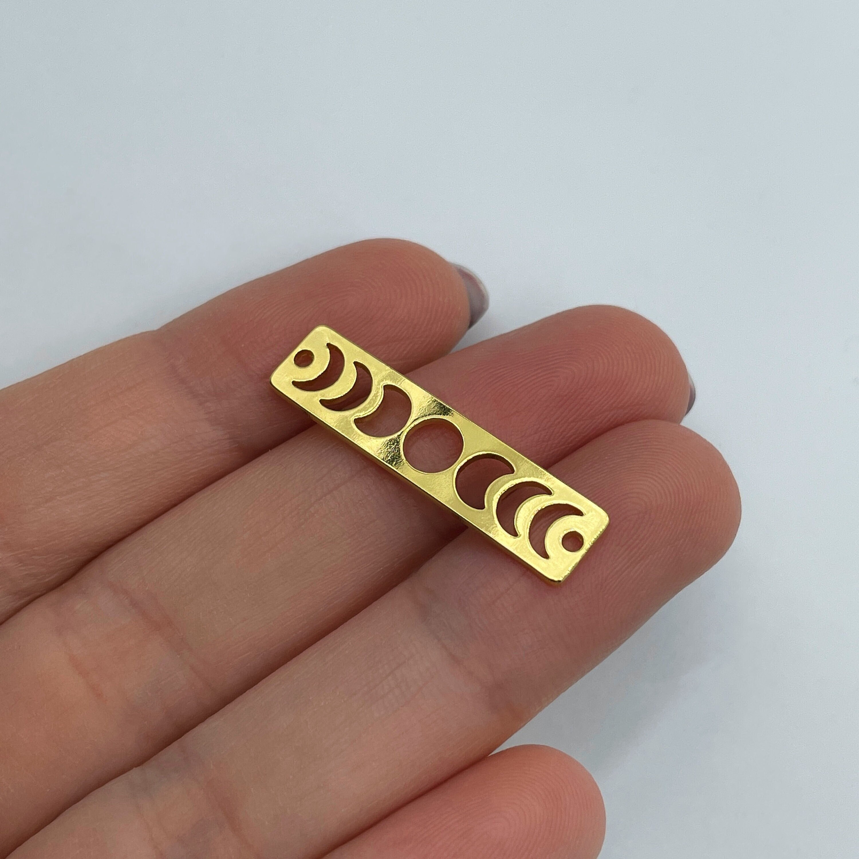 24K Gold Plated Moon Phase Bar Charm Moon Phase Crescent - Etsy