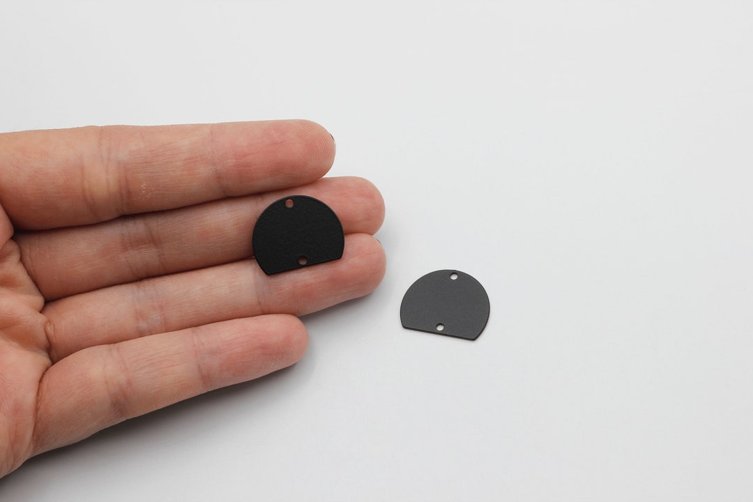 Black Plated Half Round Connector Charm, 2 Hole D Shape Connector ...