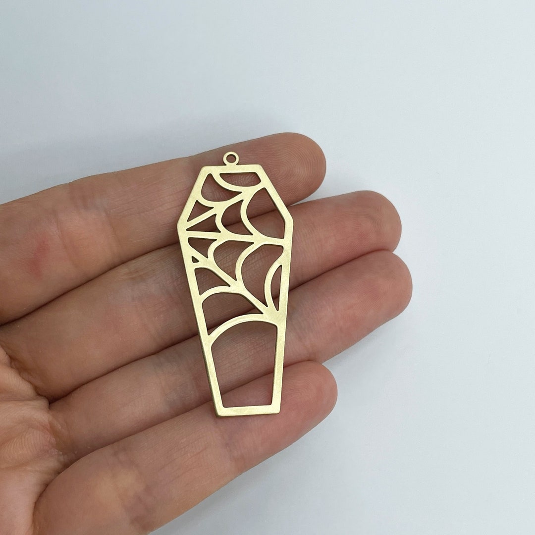 2pcs Raw Brass Coffin Charm, Spider Web Coffin Charm Pendant, Spooky Halloween Charms, Halloween ...