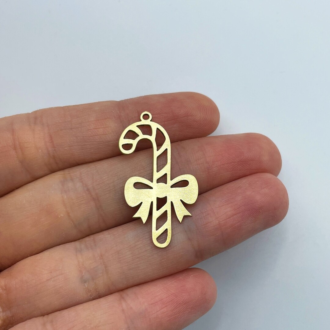 2pcs Raw Brass Candy Cane Charm, Christmas Charms, Christmas Candy ...