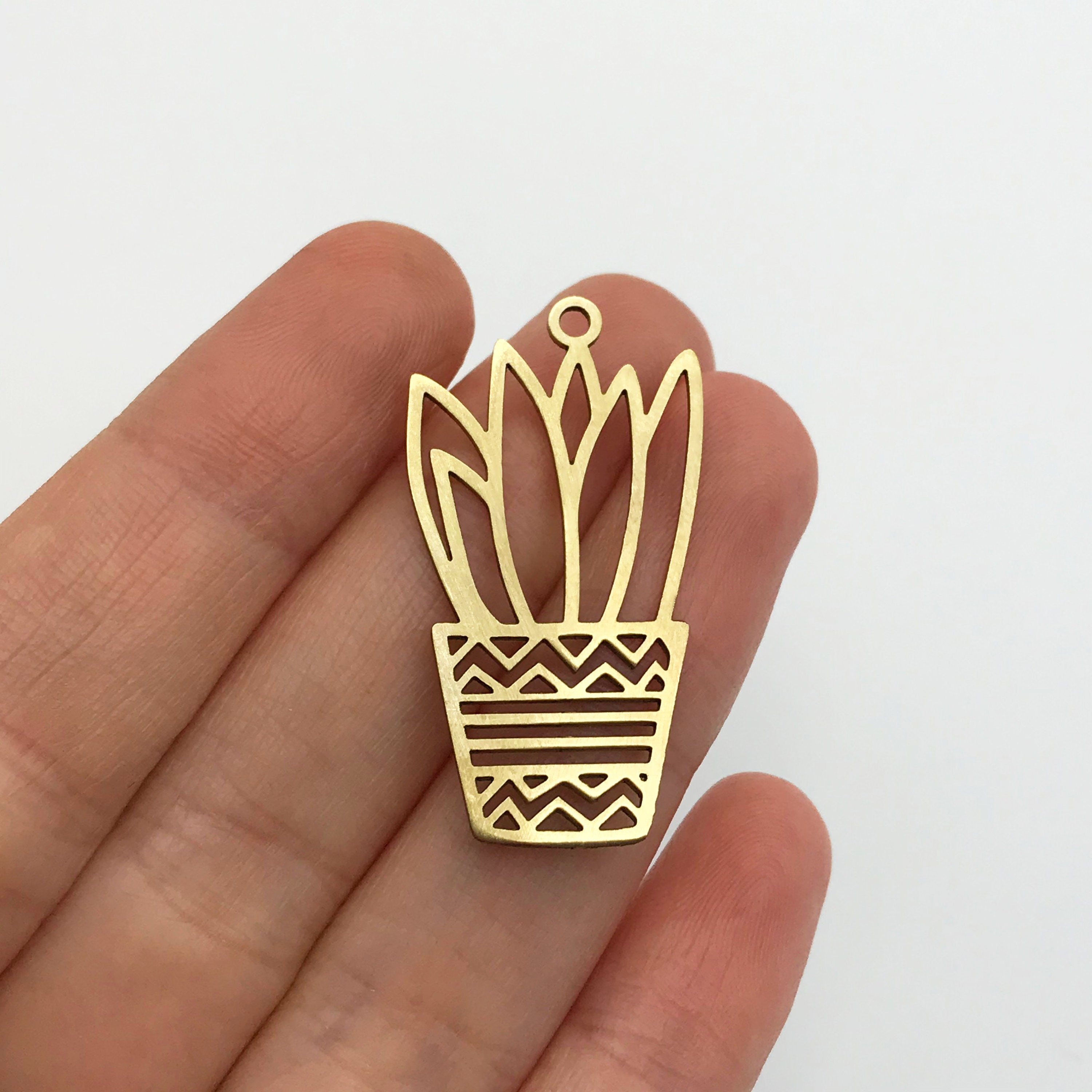 2pcs Raw Brass Aloe Vera Plant Charm Pendant Potted Plant - Etsy