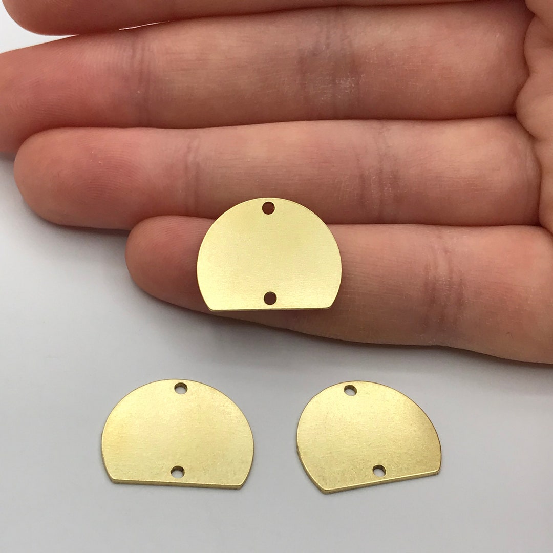 6pcs Raw Brass Half Round Connector Charm, D Connector, 2 Hole ...