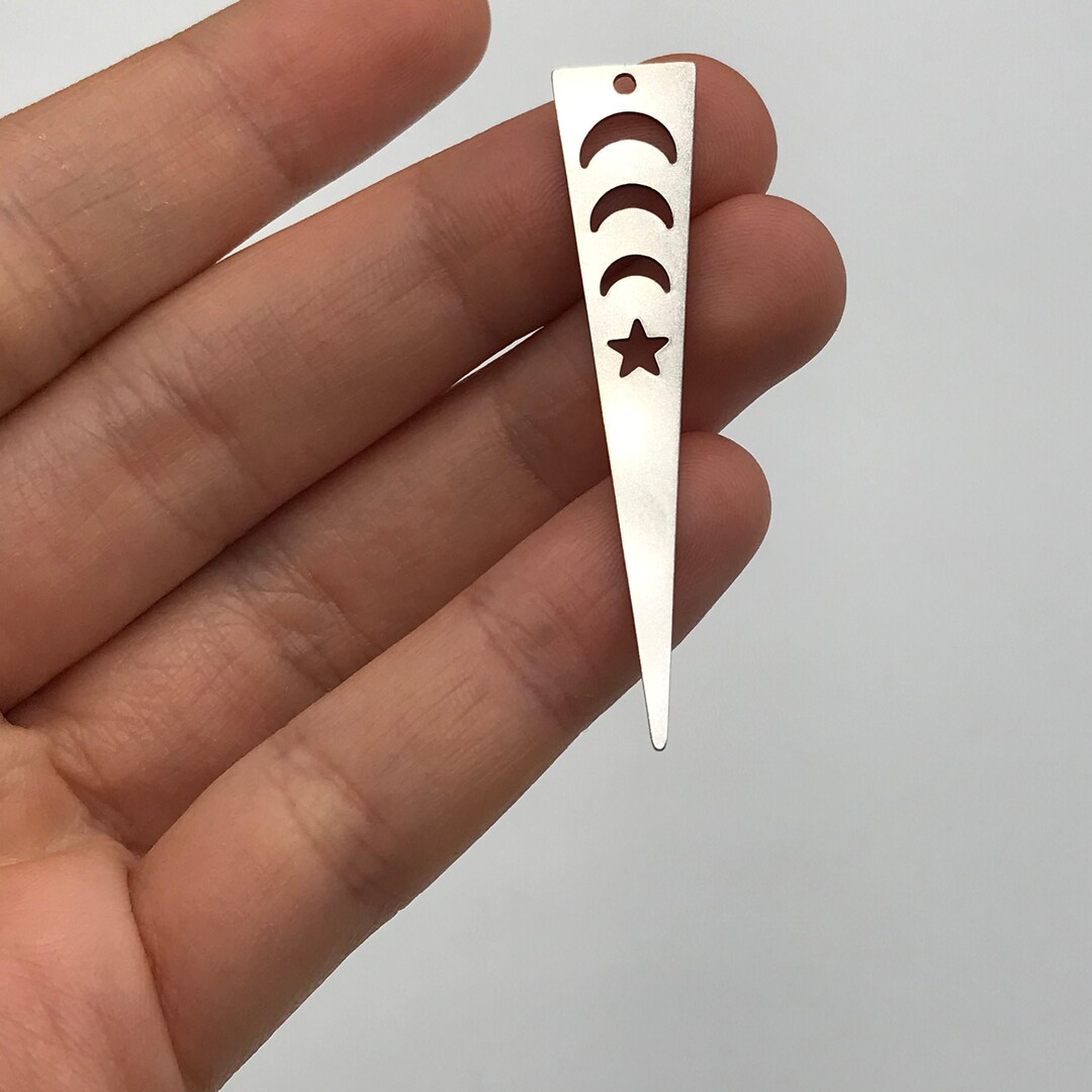 6pcs Stainless Steel Triangle Crescent Spike Charm, Moon and Star ...