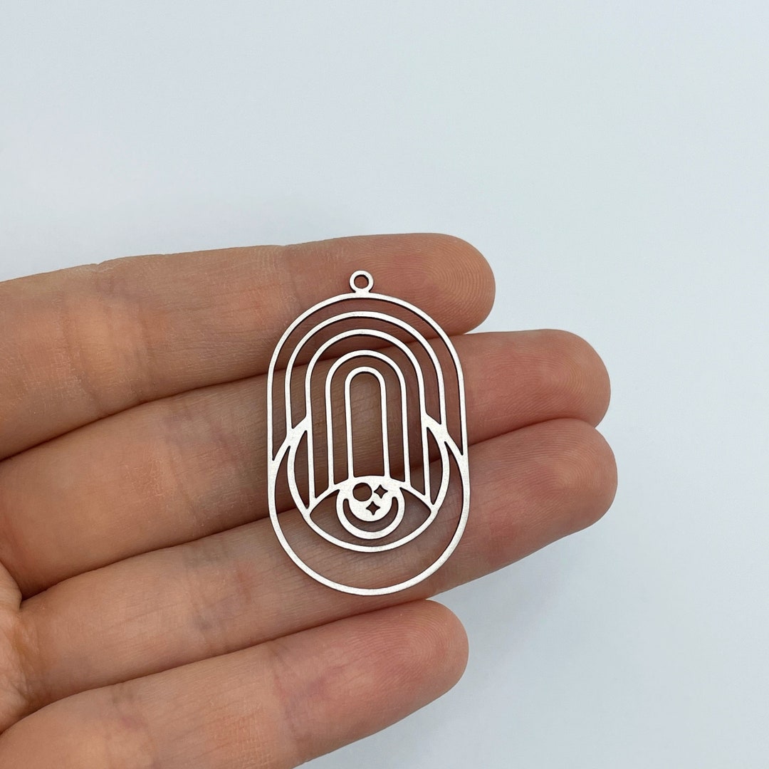 2pcs Stainless Steel Oval Charm, Steel Oval Pendants, Steel Earrings ...