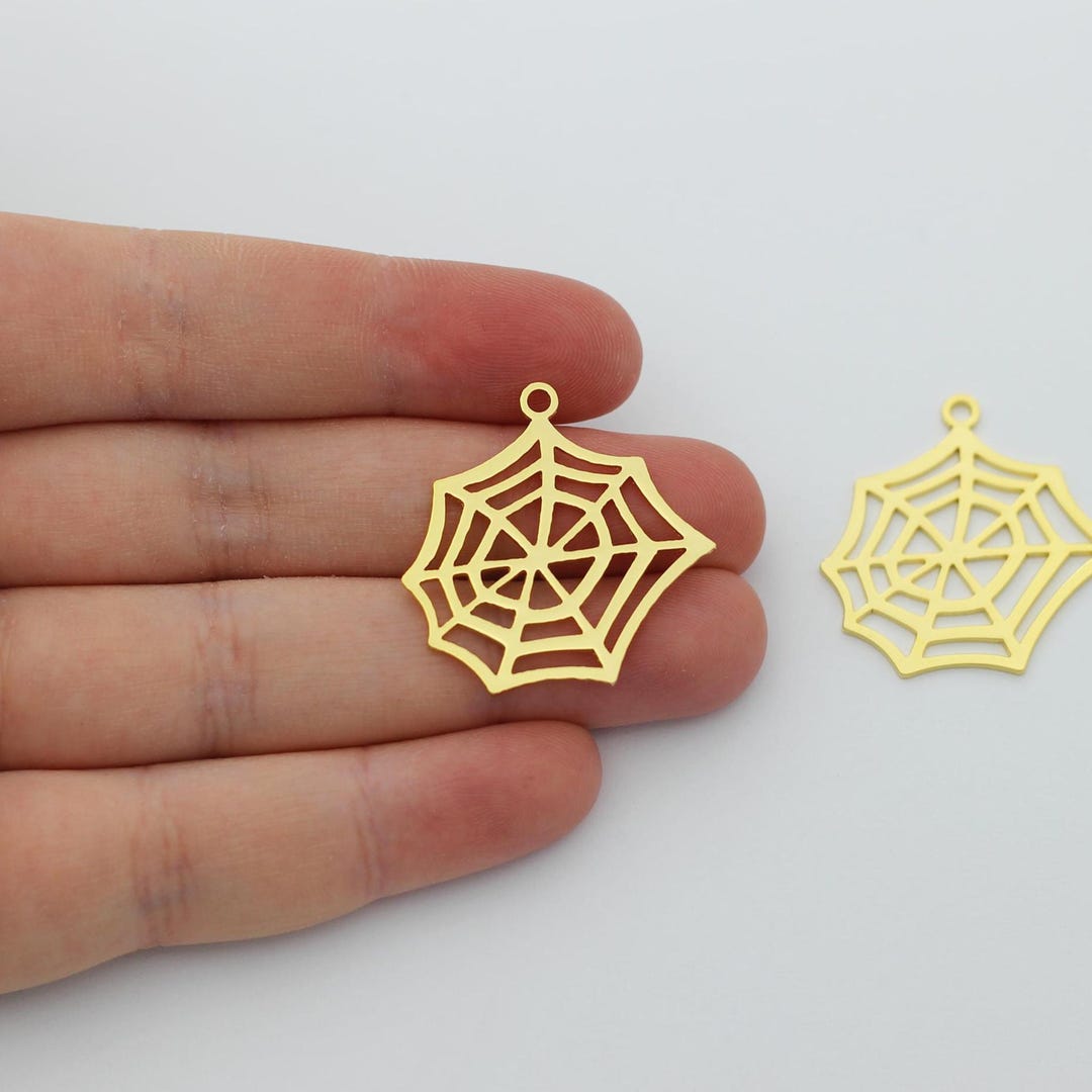 24K Gold Plated Spider Web Charms Pendant, Laser Cut Jewelry Charms ...