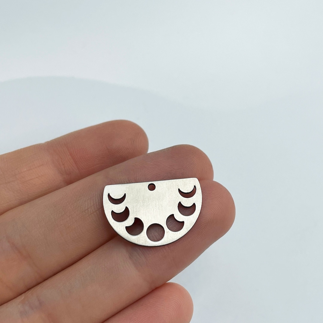 2pcs Stainless Steel Moon Phases Charm, Half Moon Charm, Moon Pendant ...